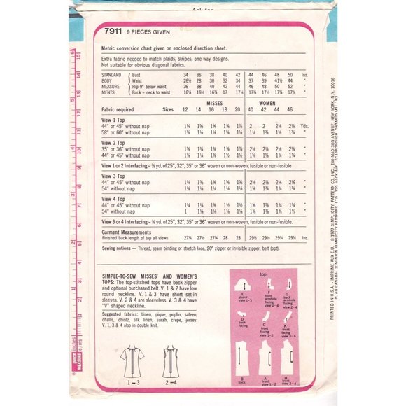 Simplicity | Office | Uncut Sewing Pattern Simplicity 791 Two Sizes ...
